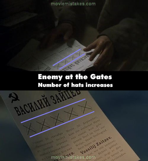 Enemy at the Gates (2001) mistakes