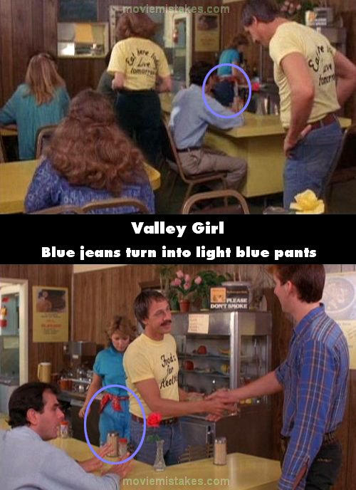 Valley Girl (1983) mistakes